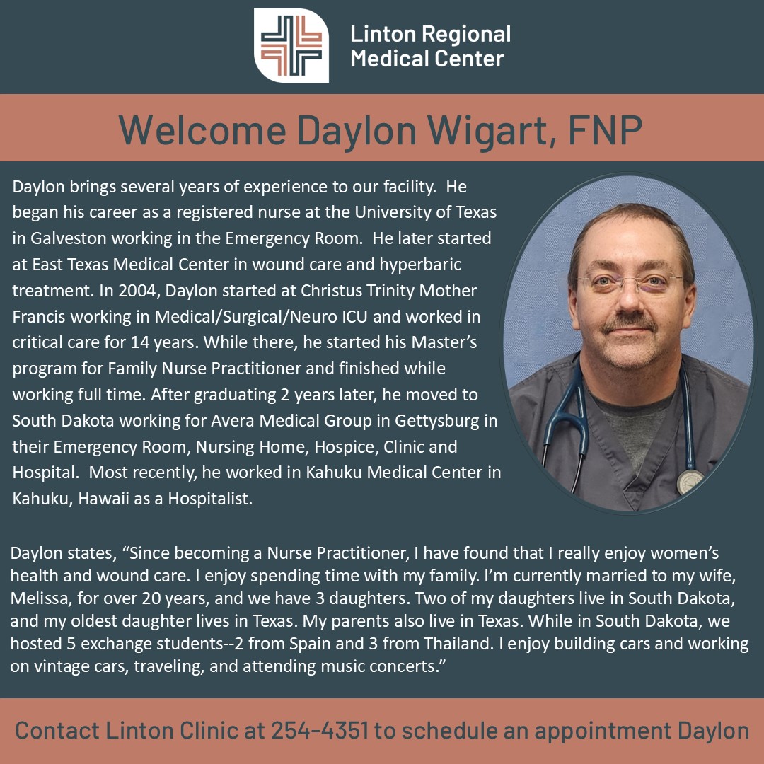 Daylon Wigart FNP-C - Linton Regional Medical Center